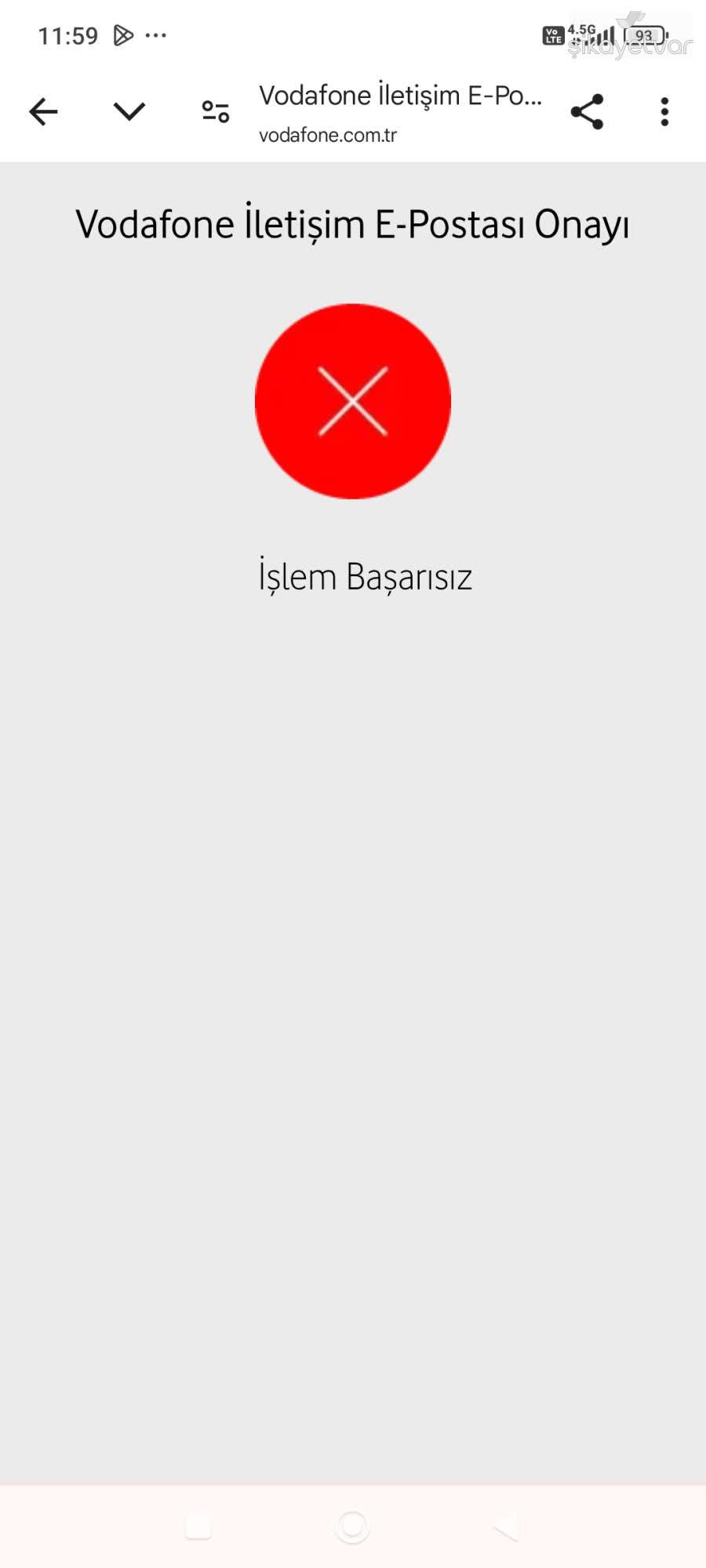 Vodafone E-posta Onayı Ve Yanlış Fatura Sorunu - Şikayetvar