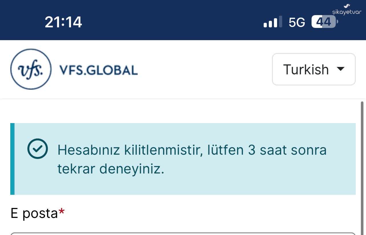 VFS Global Randevu Sistemi Yine Çöktü - Şikayetvar