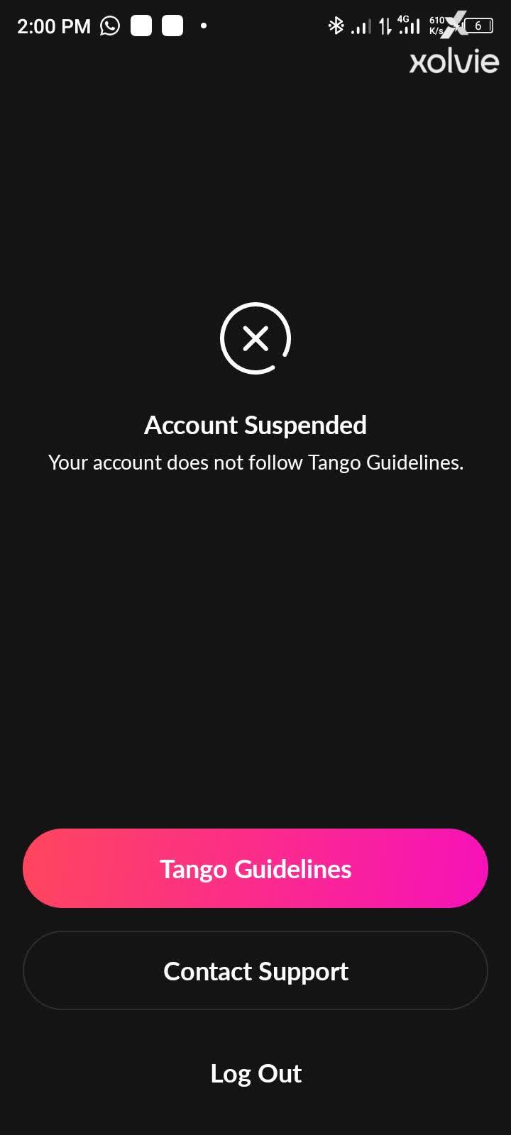 Tango My Tango Account Has Been Banned - Xolvie