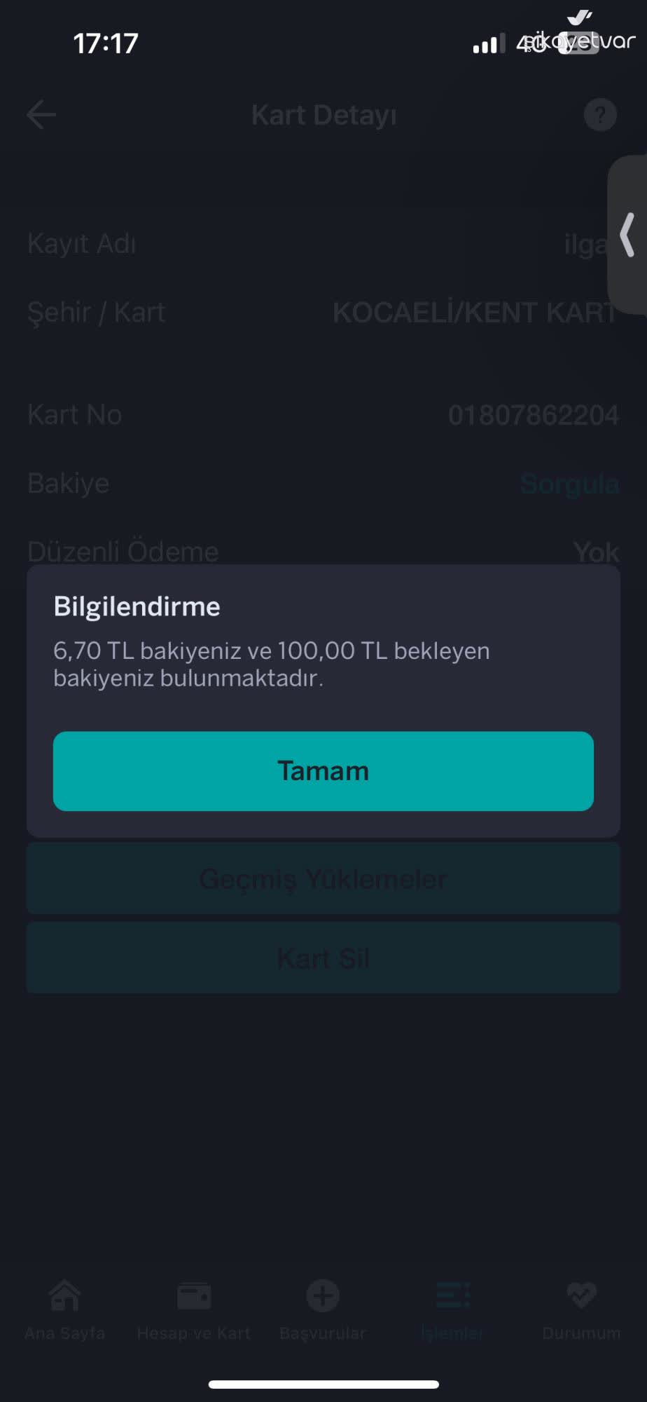 Kent Kart Kentkart Bakiye Yükleme Sorunu - Şikayetvar