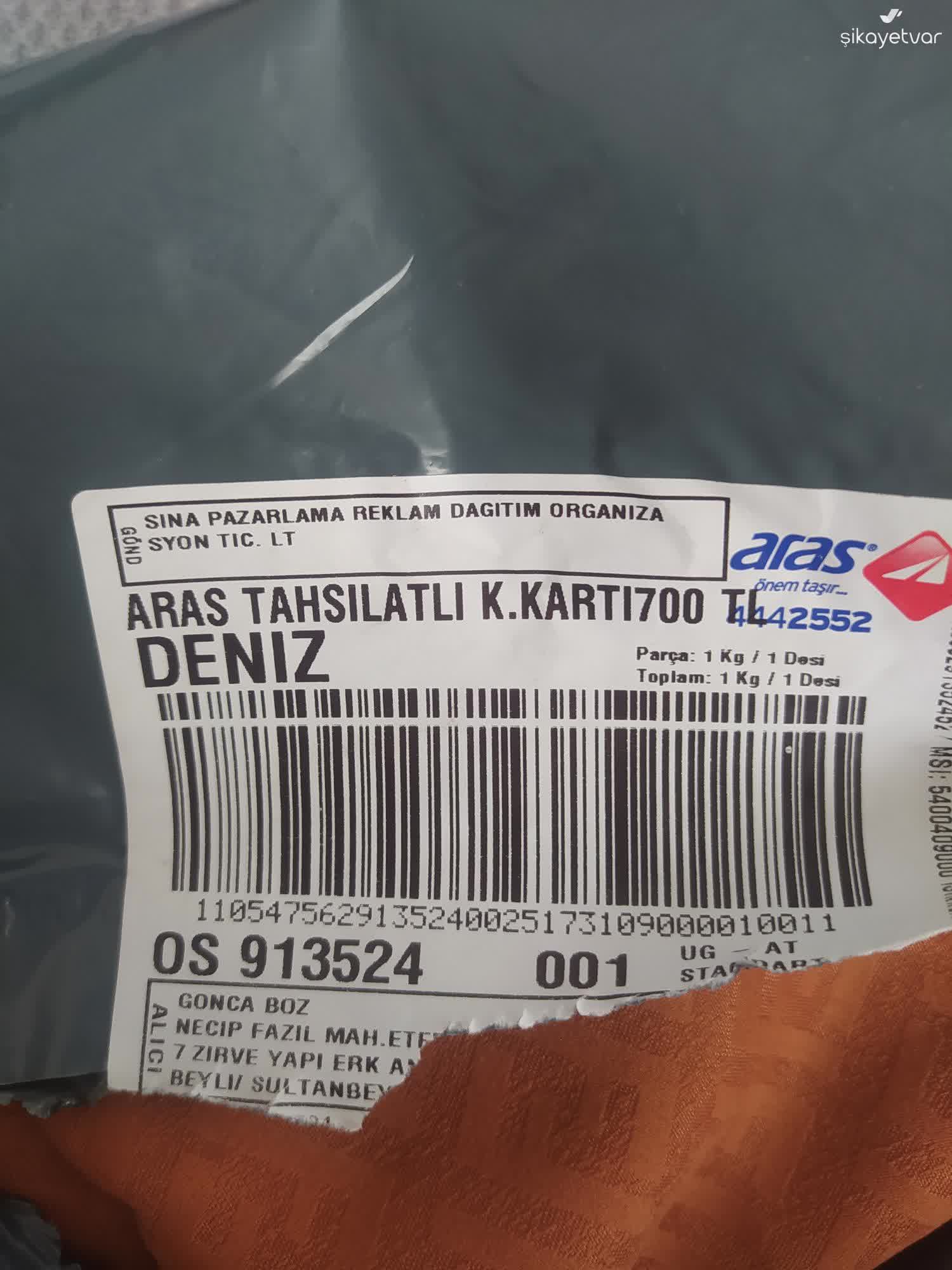 Sina Pazarlama Reklam Yanlış Ürün Gönderimi Ve Hızlı Çözüm Talebi ...