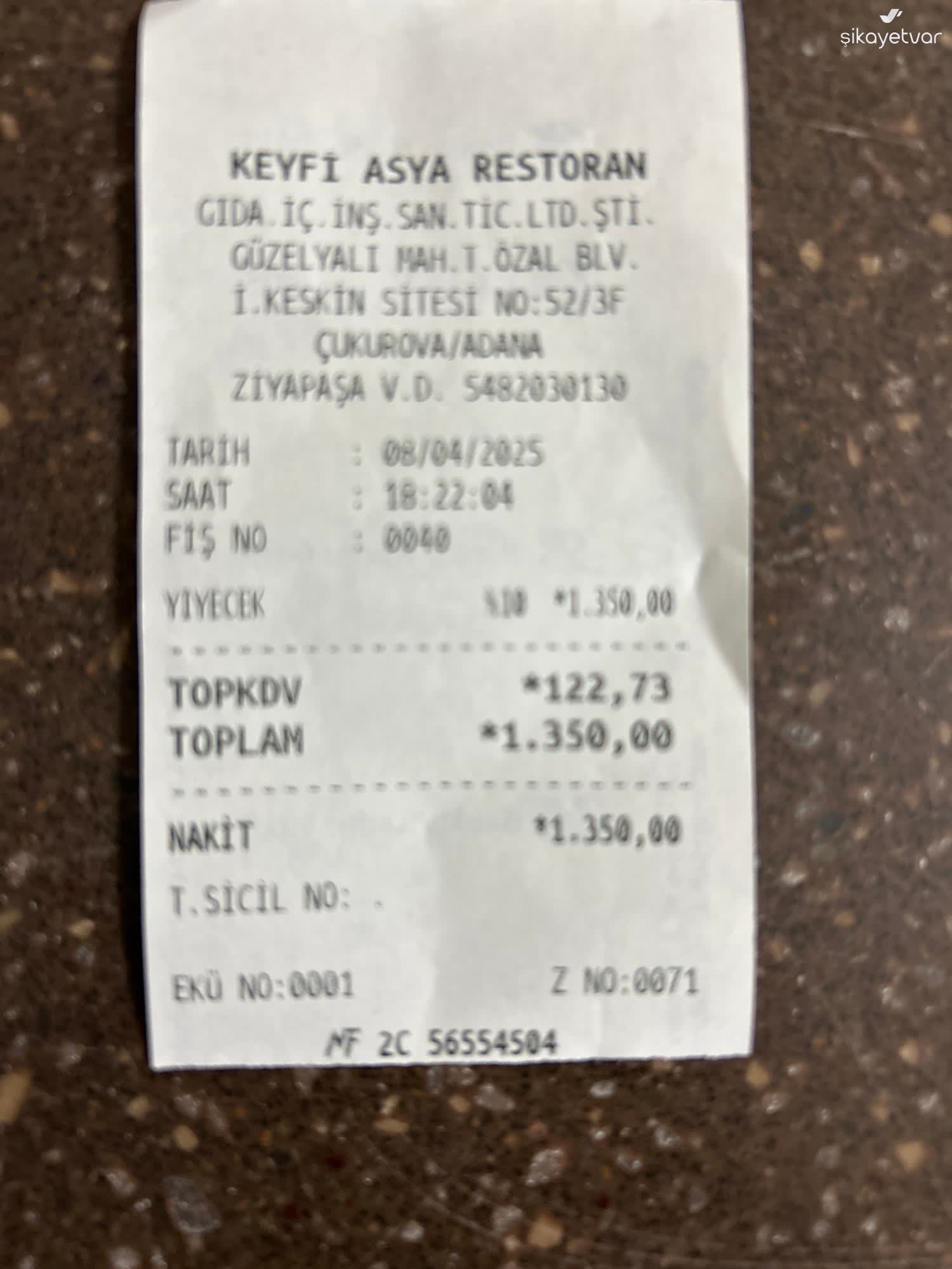 Keyf-i Asya Kebap Yanmış Ciğer Ve Kötü Hizmet Deneyimi - Şikayetvar