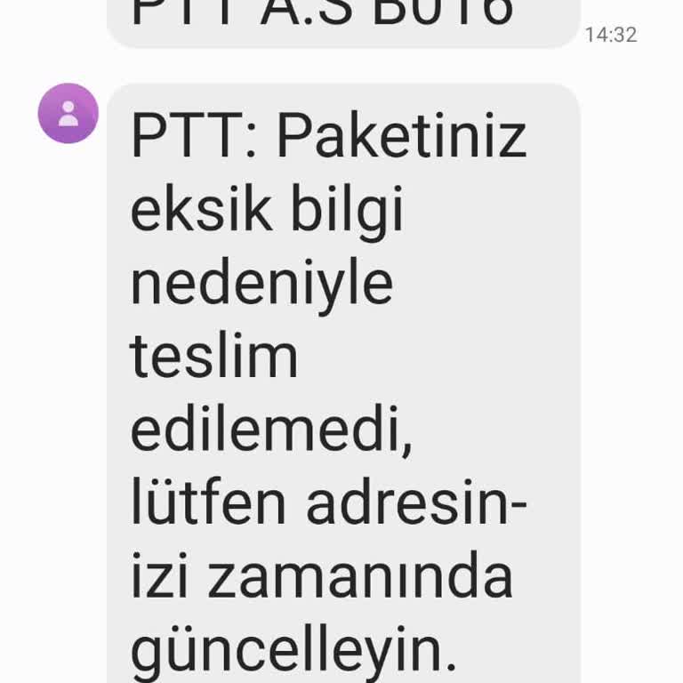 PTT Kargo Mesaj Ptt Paketiniz Eksik Bilgi Şikayetleri - Şikayetvar