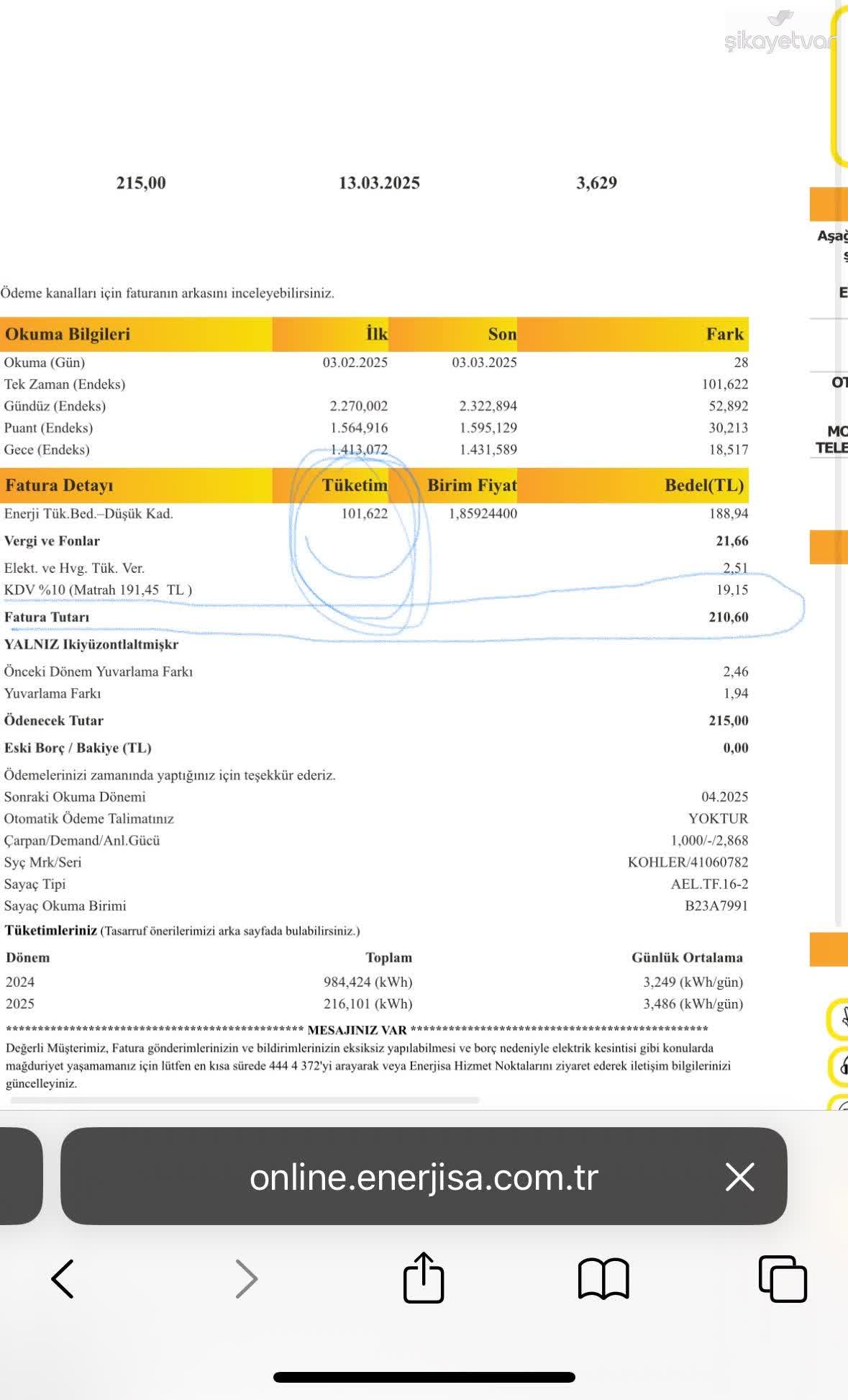 Enerjisa Başkent Perakende Devlet Destekli Faturada Anlamsız Artış - Şikayetvar