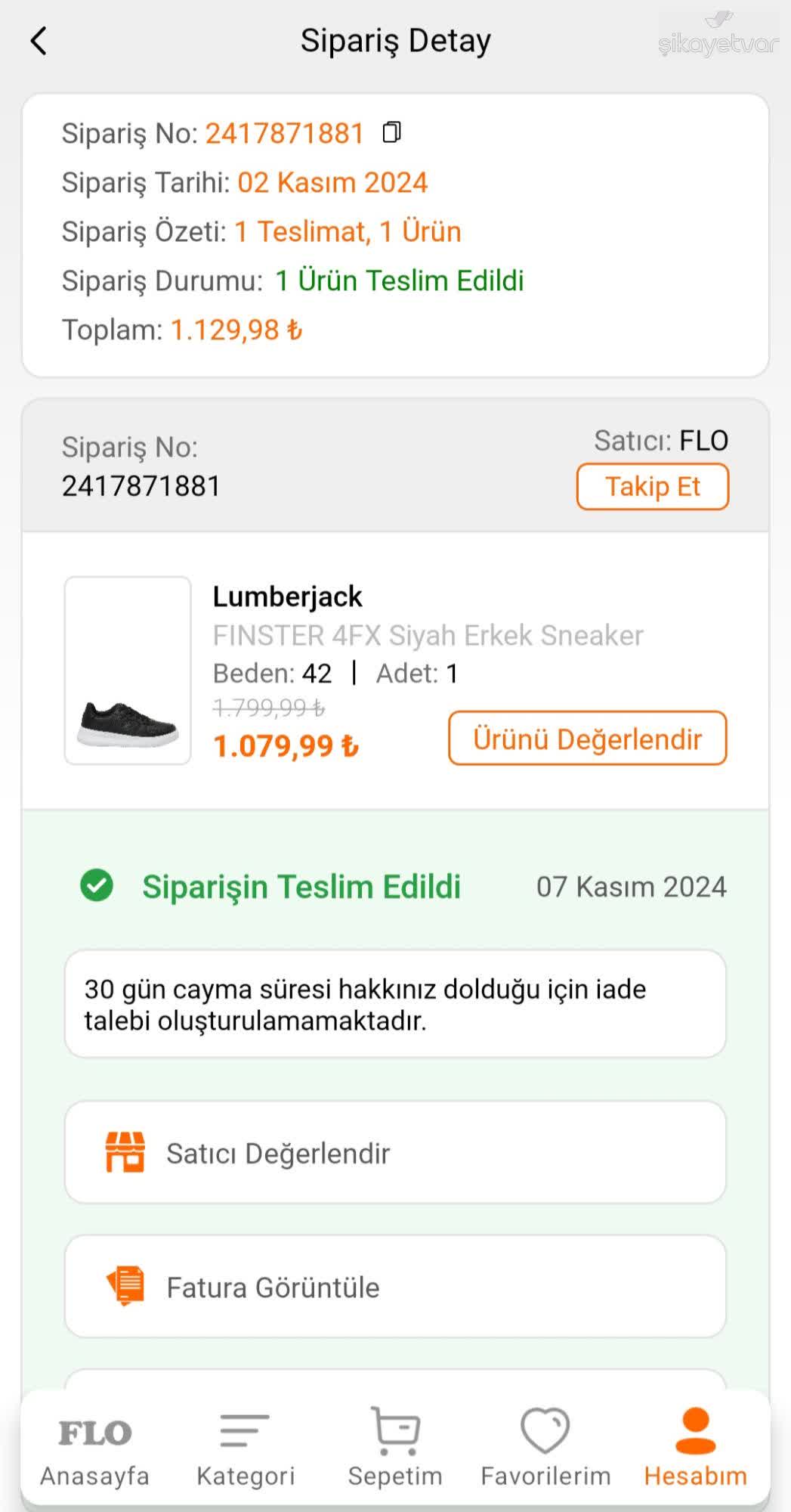 FLO Ayakkabı FLO'dan Aldığım Lumberjack Ayakkabının Garanti Sorunu Ve Hayal Kırıklığı - Şikayetvar