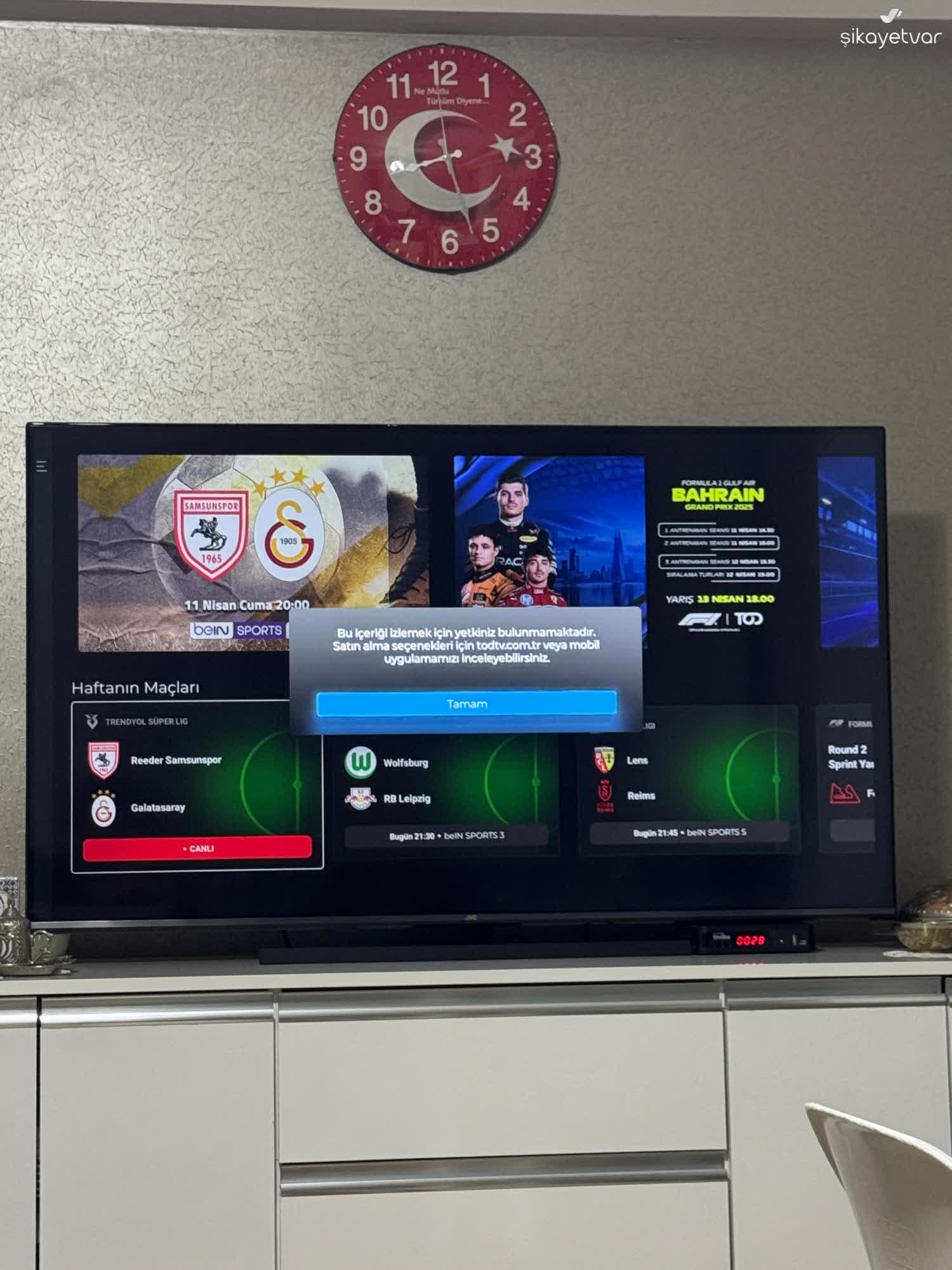 TOD Tv JVC Android TV'de Maç Yayını Sorunu - Şikayetvar