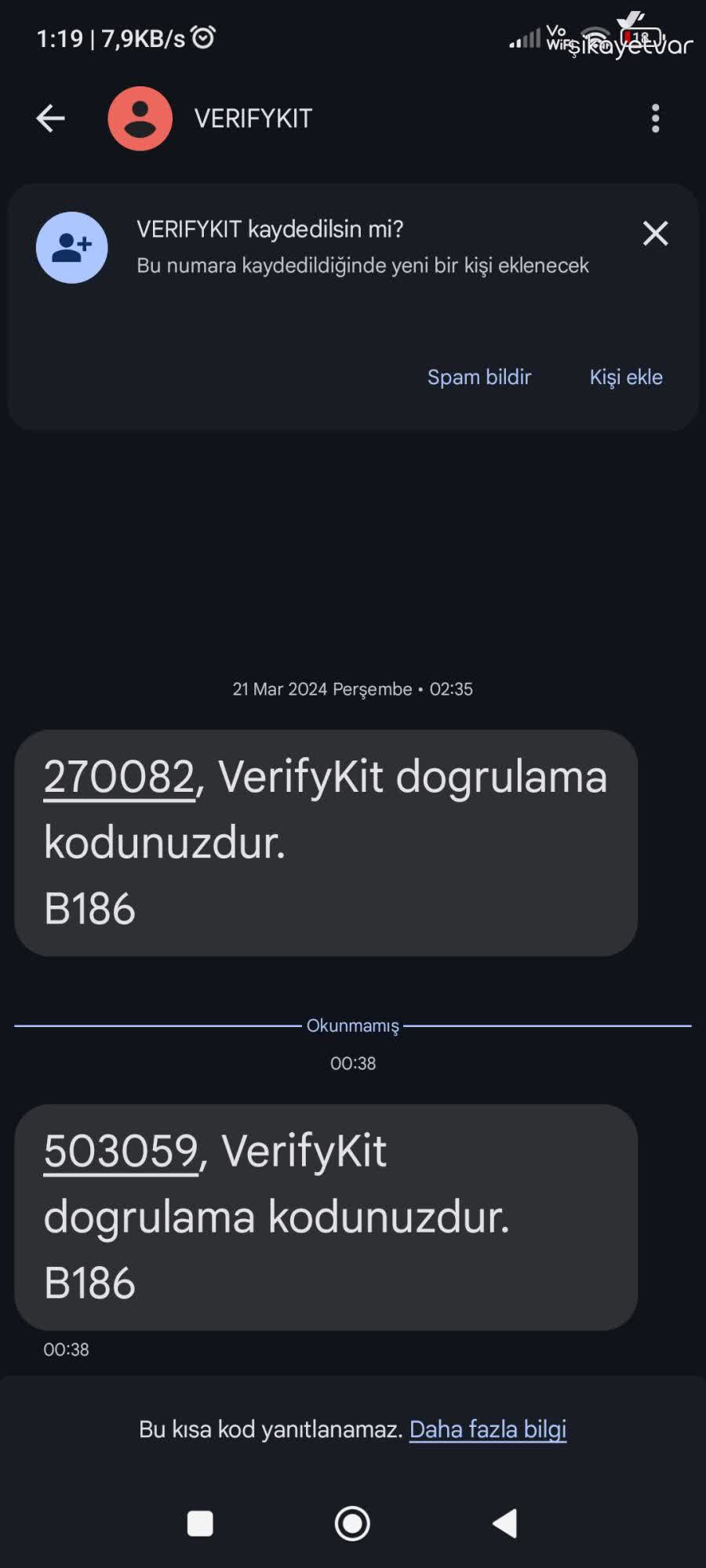 Verifykit Bilinmeyen Uygulamadan Gelen Kod: Güvenlik Endişesi - Şikayetvar