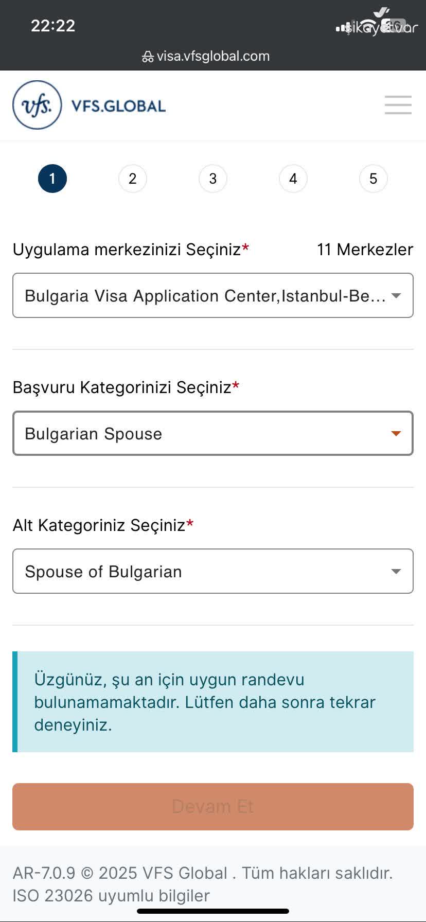 VFS Global VFS Bulgaristan'da Randevu Krizi - Şikayetvar