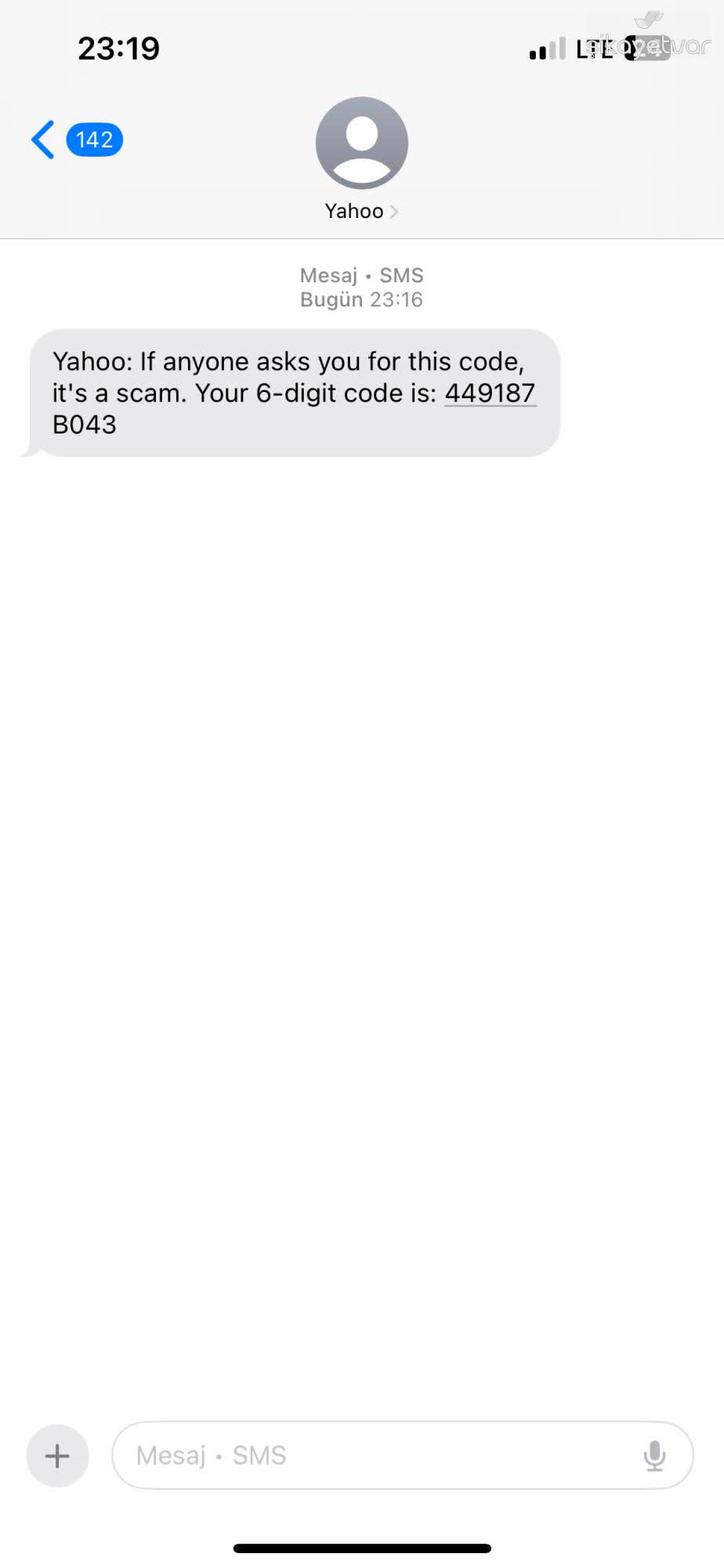 Yahoo'dan Gelen Beklenmedik Doğrulama Kodu Hakkında Şikayet - Şikayetvar
