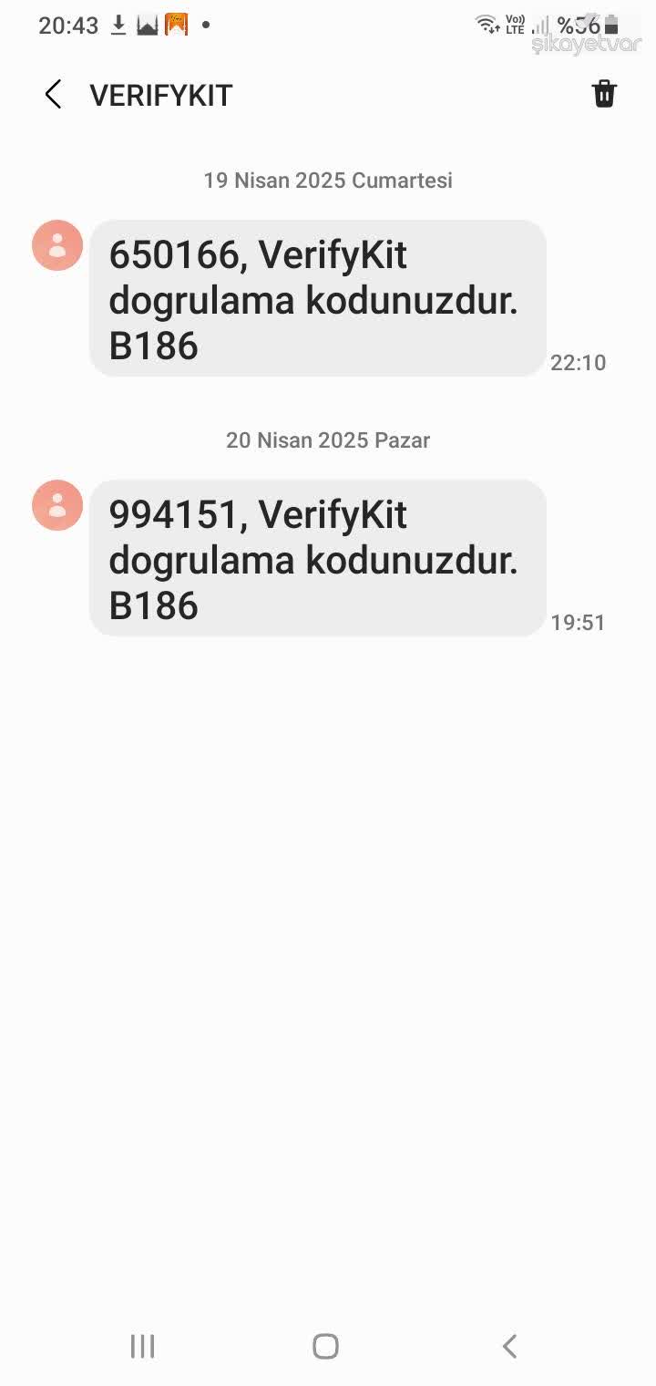 Verifykit Bilinmeyen Uygulamadan Gelen Doğrulama Kodu Ve Gizlilik Endişesi - Şikayetvar