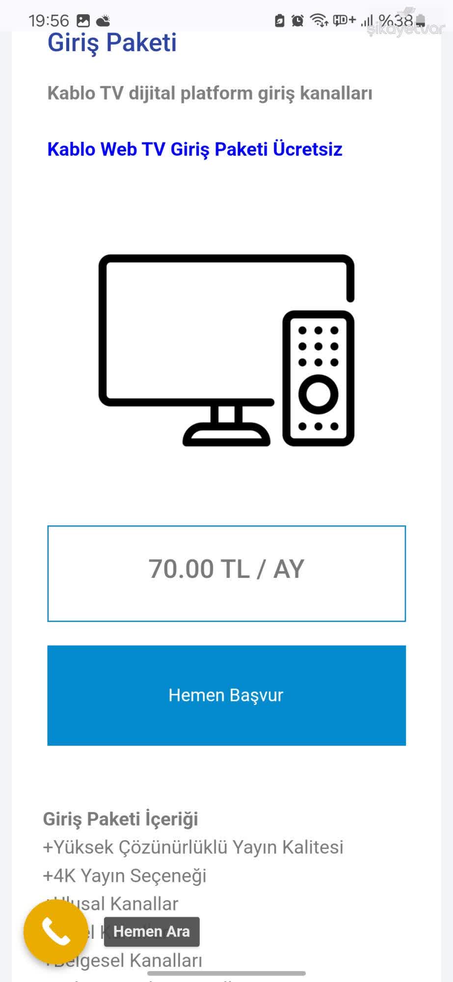 Kablo TV Paket Fiyatlarında Web Sitesi İle Müşteri Hizmetleri ...