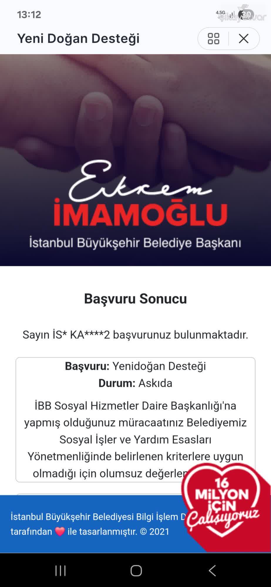 İstanbul Büyükşehir Belediyesi Yenidoğan Destek Paketi Başvurumun ...
