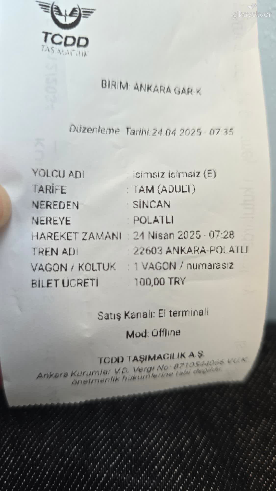 TCDD Tren Görevlilerinin Keyfi Uygulamaları Ve Zamlı Bilet Kesilmesi Mağduriyeti - Şikayetvar