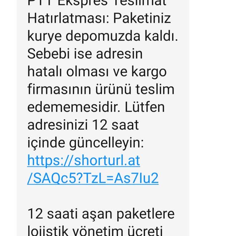 Kargo SMS Dolandırıcılığı PTT Express Adına Gelen Sahte Kargo Mesajı ...