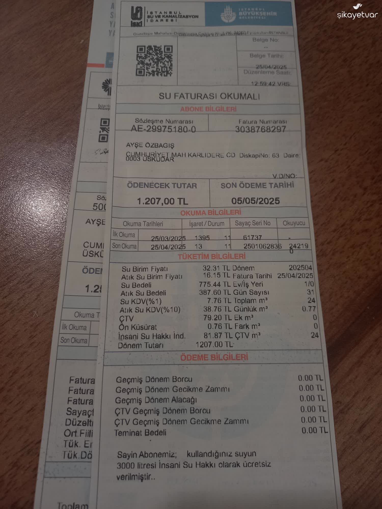 İstanbul Büyükşehir Belediyesi Su Saati Değişiminden Sonra Gelen Yüksek ...