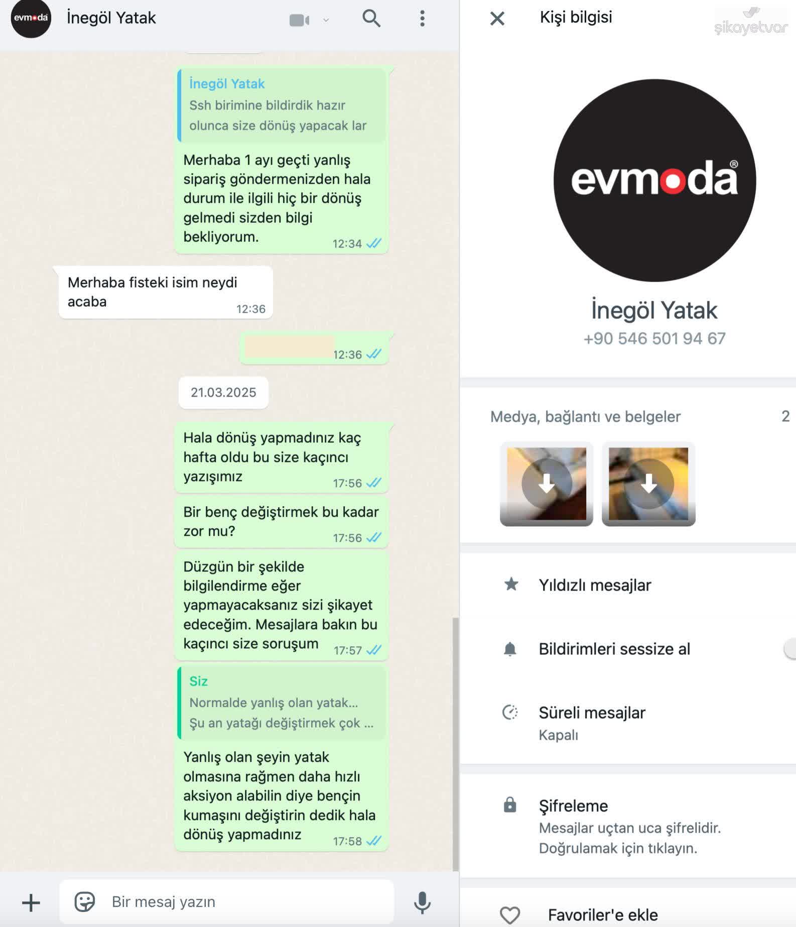 Evmoda Aldığım Ürünlerde Kumaş Farkı Ve Cevapsız Müşteri Hizmeti - Şikayetvar