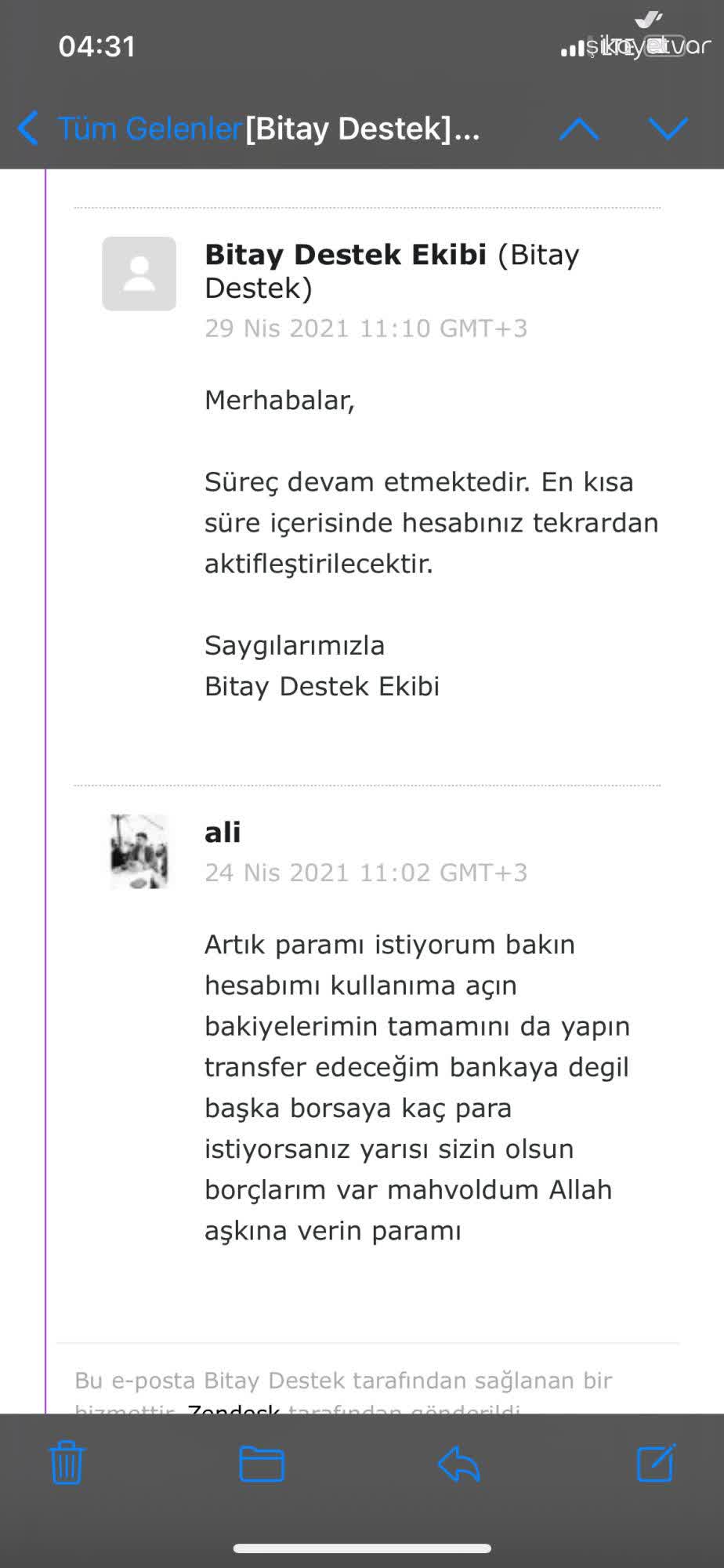 Bitay Borsasında 200 Bin TL'lik Çekim Talebim Karşılanmadı, Hesabım ...