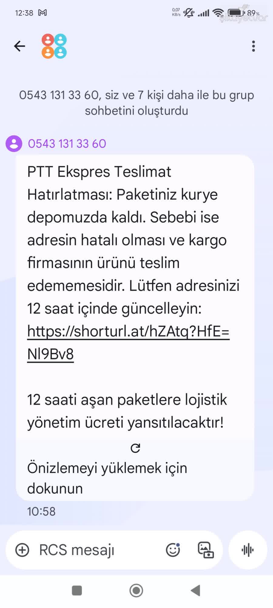 Kargo SMS Dolandırıcılığı İzinsiz Veri Kullanımıyla Gelen Sahte PTT Mesajı Mağduriyeti - Şikayetvar