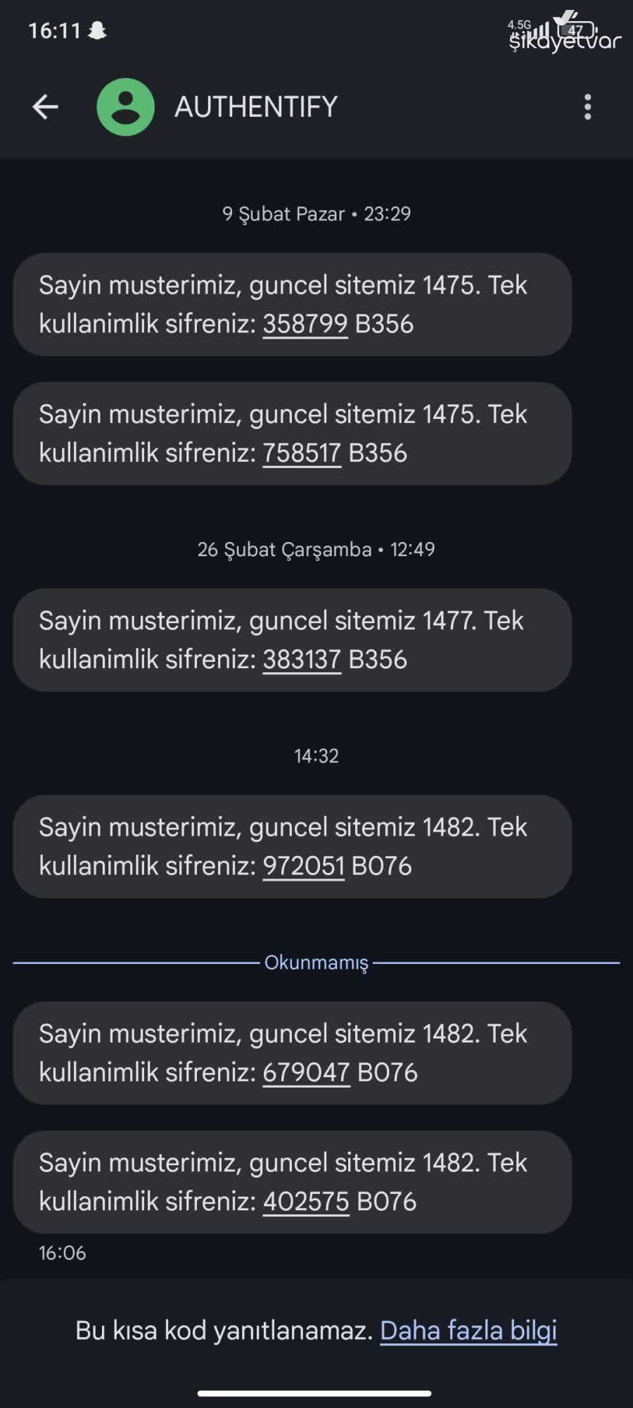 Authentify Bilgim Dışında Gelen Giriş Kodları Hakkında Yardım Talebi - Şikayetvar
