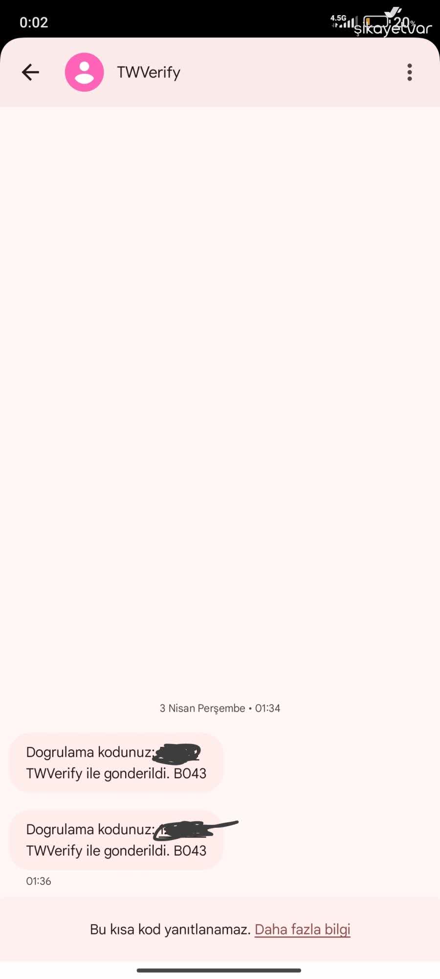 Twverify Kod Paylaşımı Sonrası Numaramın İzinsiz Kullanılması - Şikayetvar