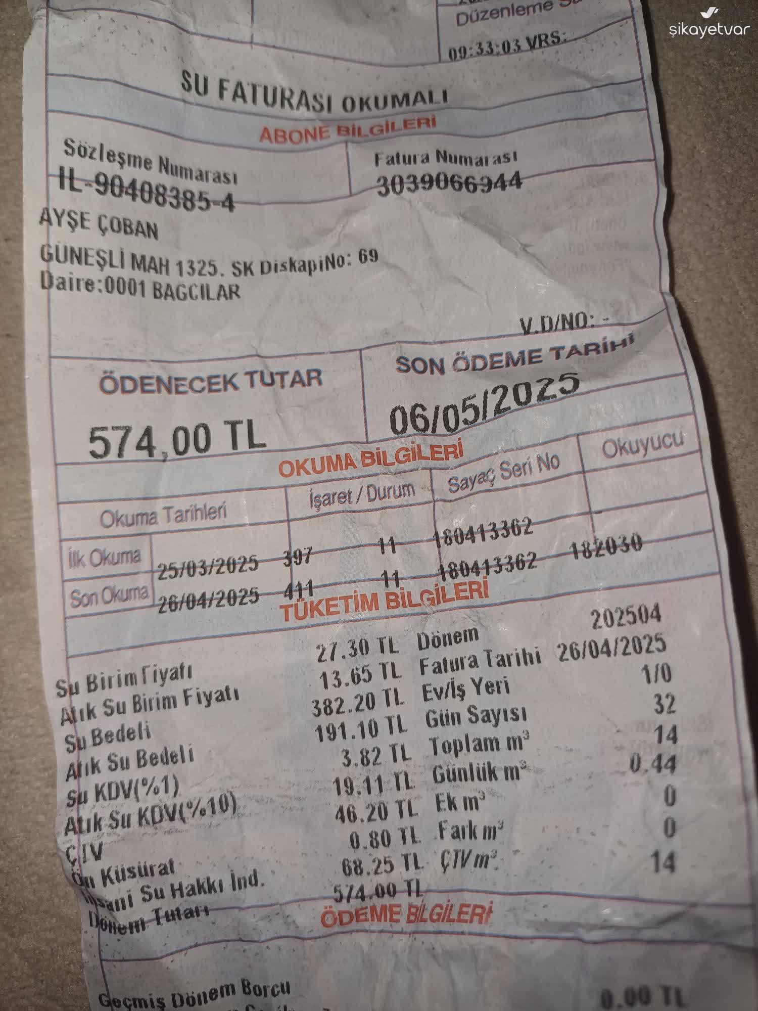 İstanbul Büyükşehir Belediyesi Kullanılmayan Dönemde Yüksek Fatura Ve ...