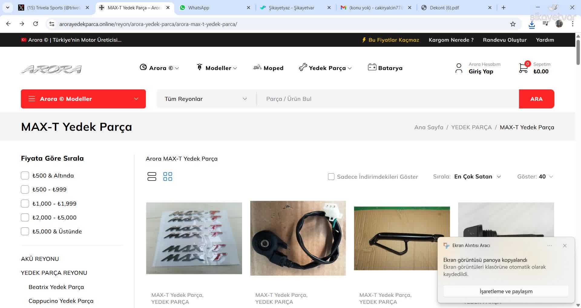 Arora Motor Arora Max-T 125 CC Motosiklet Ve Yedek Parça Siparişinde ...