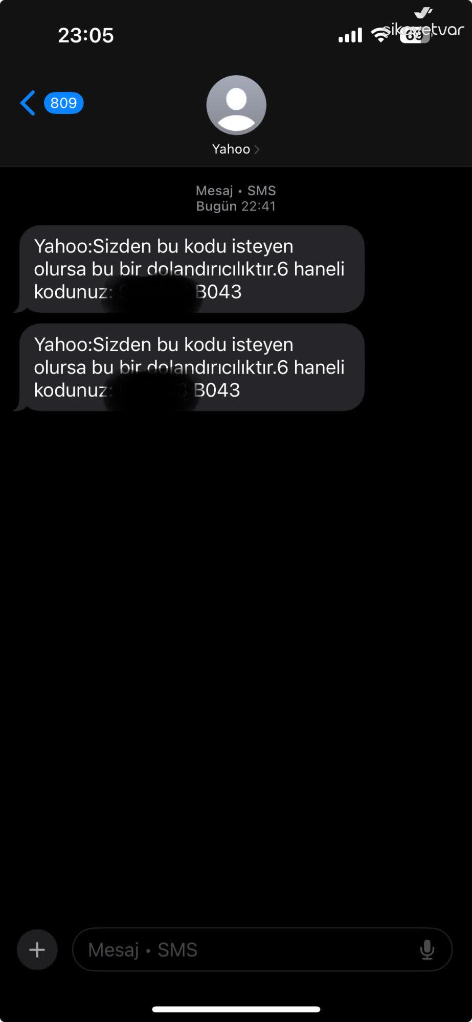 Yahoo Hesabım Olmadığı Halde Doğrulama Kodu Geldi, Sorumluluk Kabul Etmiyorum - Şikayetvar
