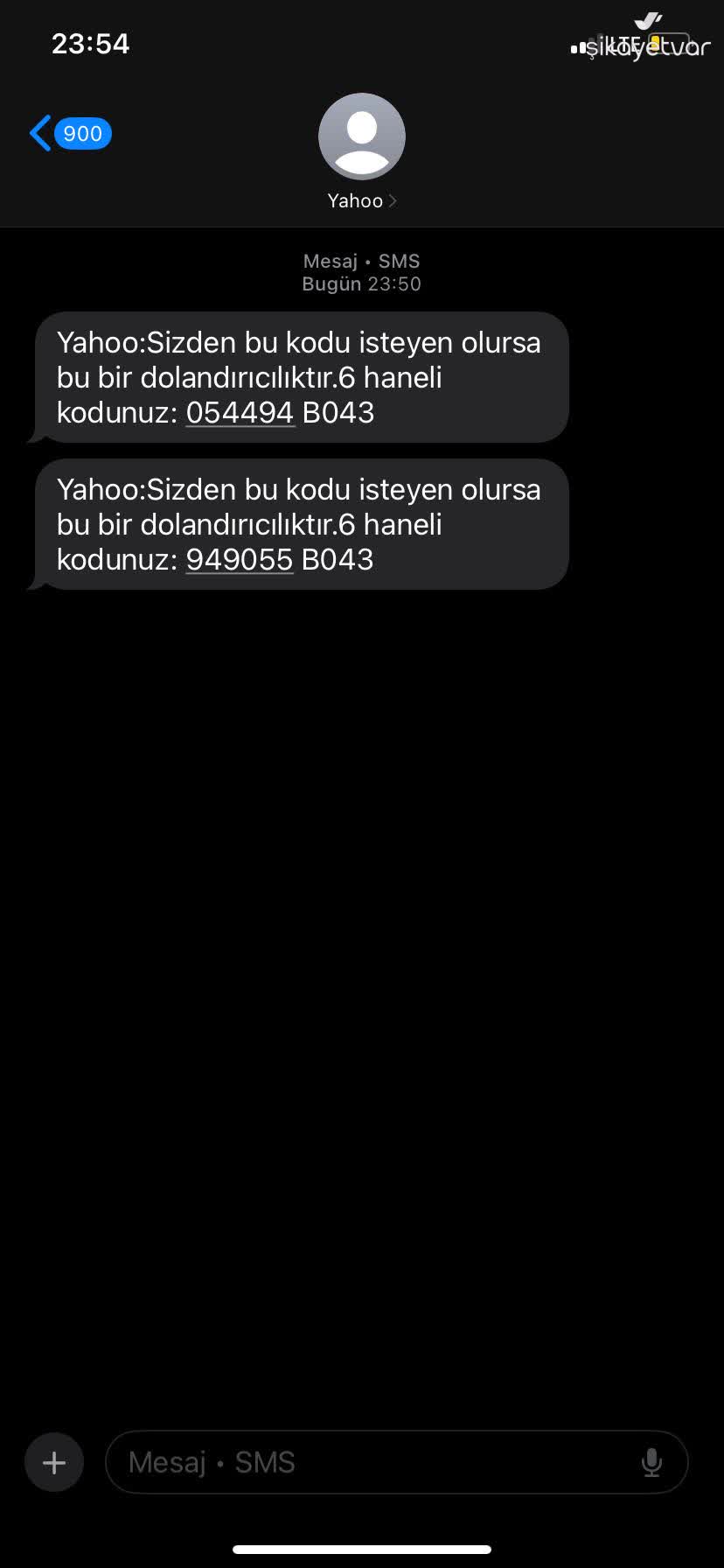 Hesabım Olmadan Yahoo'dan Gelen Doğrulama Kodları Hakkında Endişe - Şikayetvar