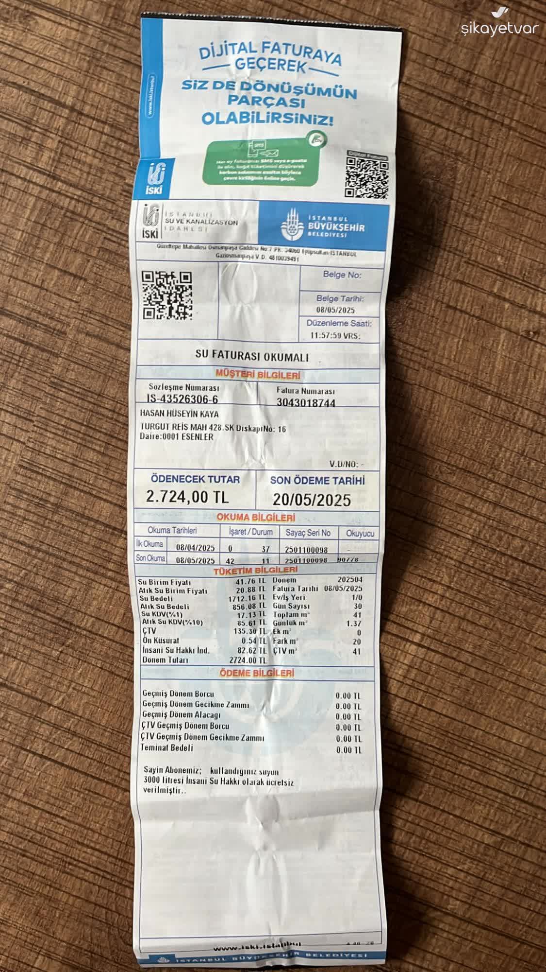 İstanbul Büyükşehir Belediyesi İSKİ Fatura Tutarı Anormal Şekilde ...
