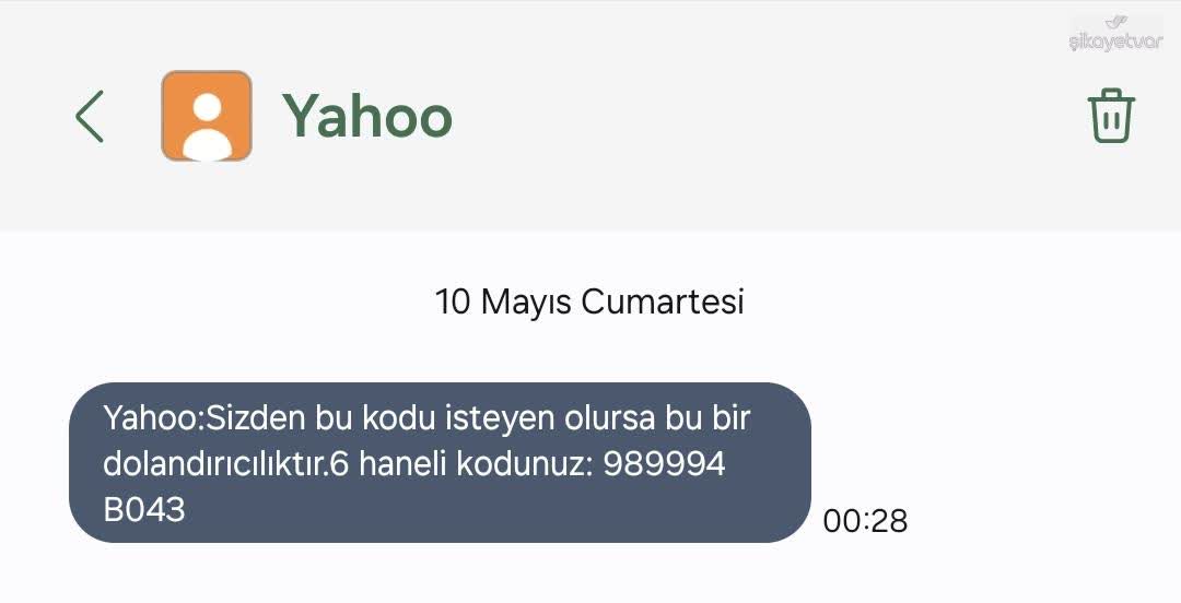Yahoo Üzerinden Gelen Bilinmeyen Kod Ve Olası Sahte İşlem Endişesi - Şikayetvar