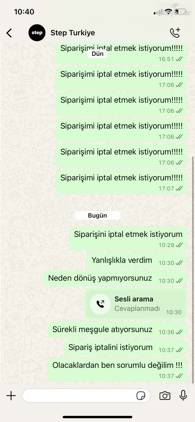 Step Türkiye Sipariş İptalinde Muhatap Bulamıyorum Paramı Geri ...