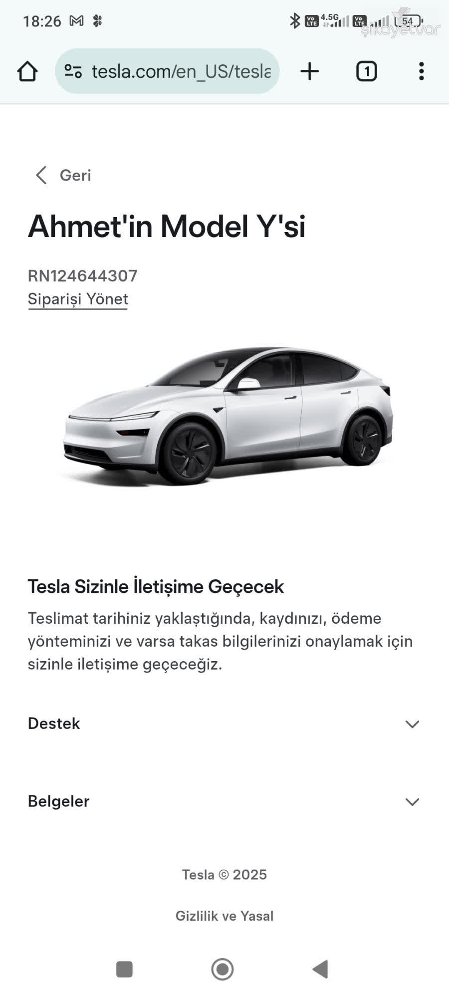 Tesla Model Y Siparişinde Yanlış Yönlendirme Ve Ücret İadesi Sorunu ...
