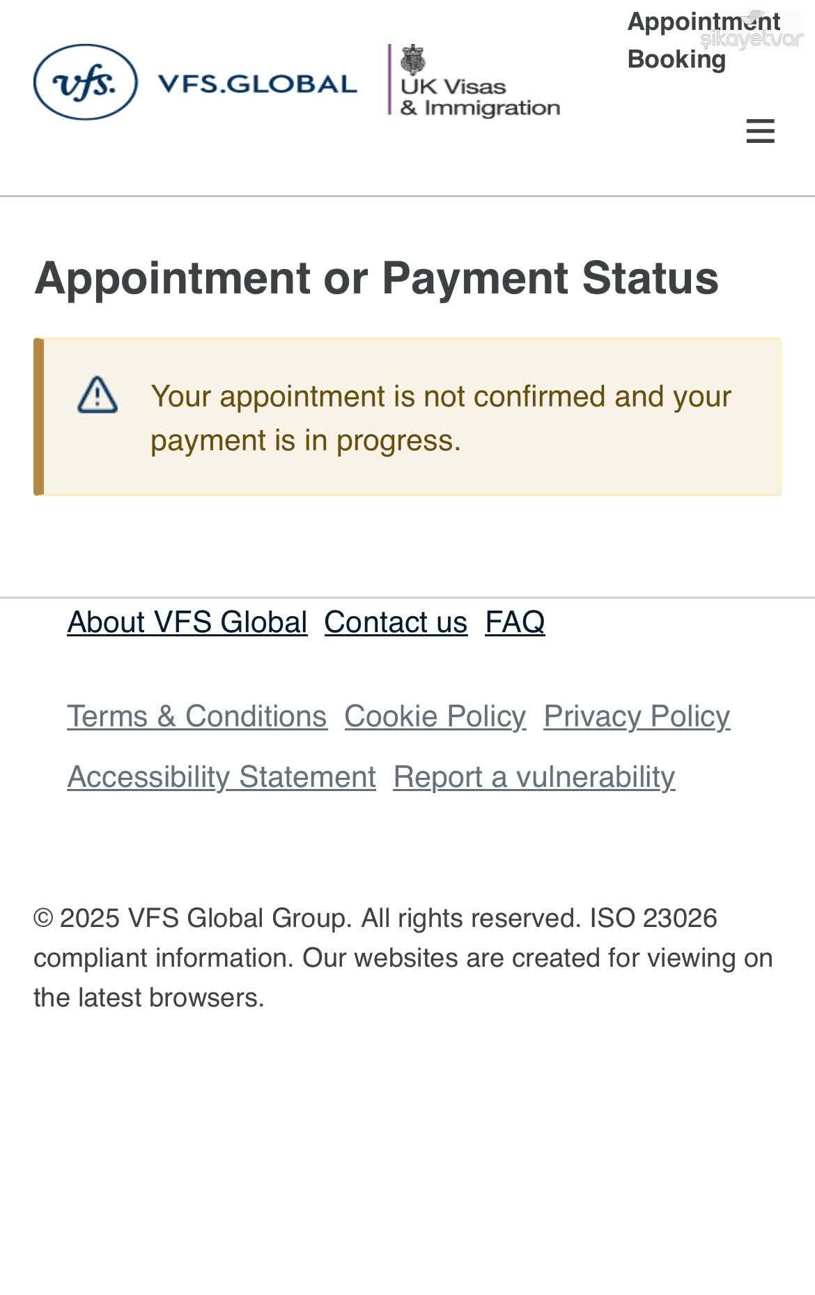 VFS Global Randevu Sisteminde Teknik Hata Nedeniyle Vize Başvurusu ...