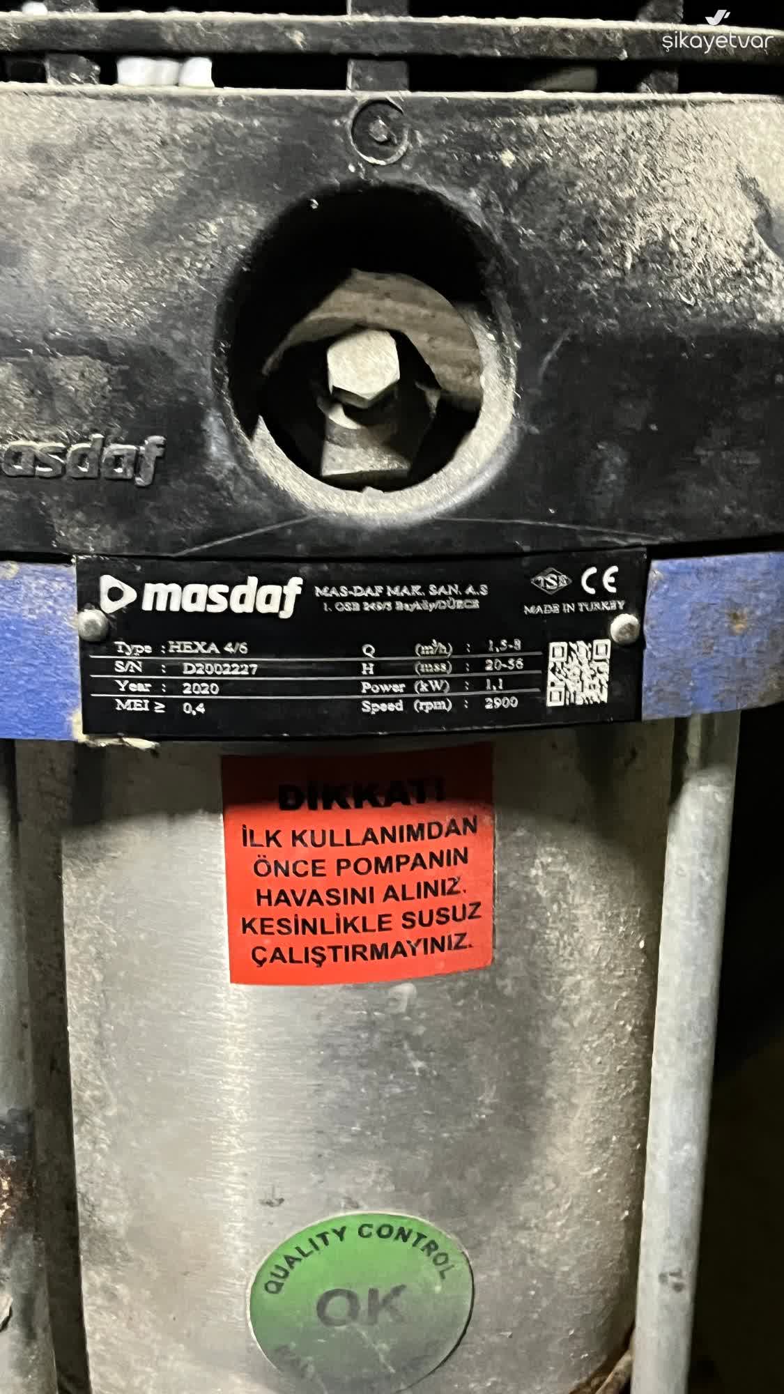 Masdaf Pompa Stok Sorunu Ve Uzun Temin Süresi Mağduriyeti - Şikayetvar