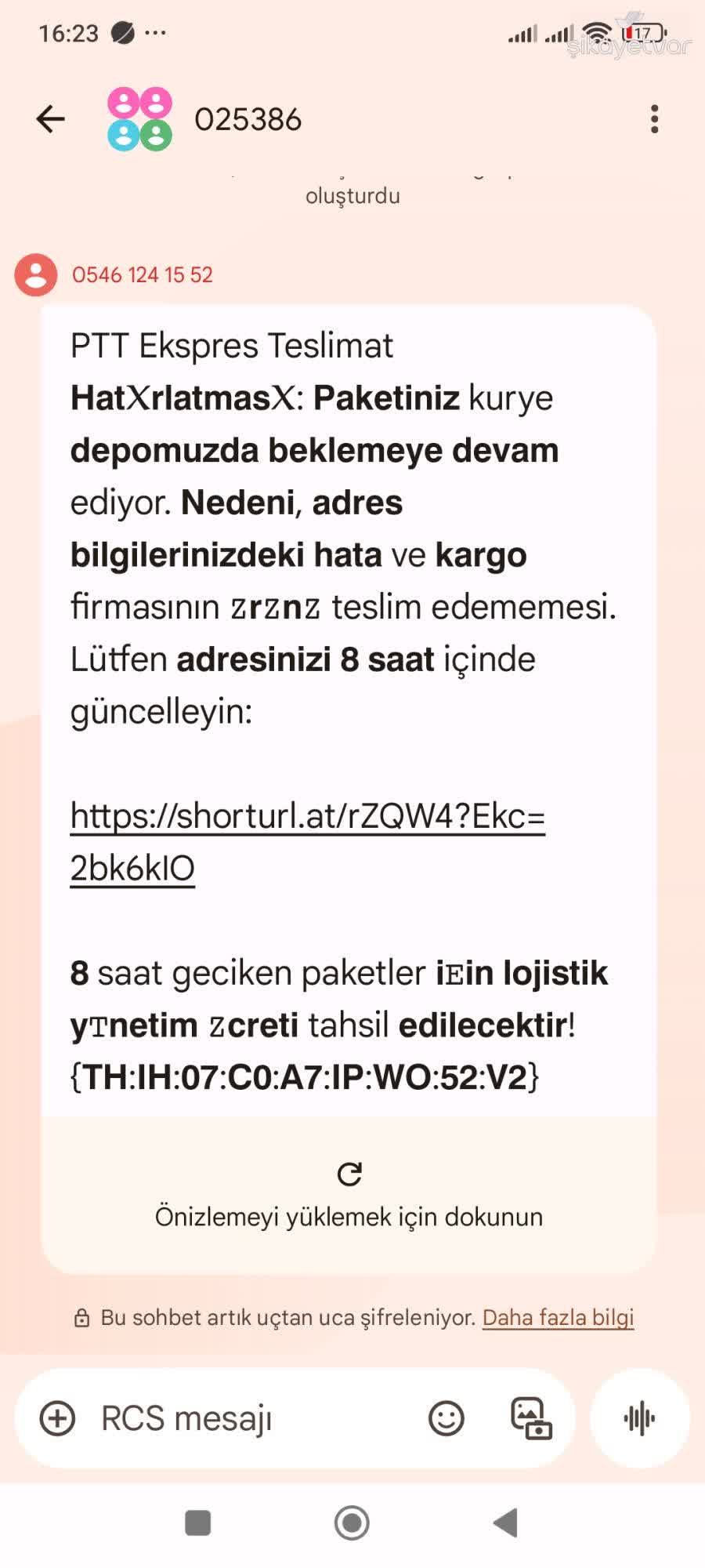 Kargo SMS Dolandırıcılığı Adıma Yapılan Sahte PTT Mesajıyla Kişisel Veri İhlali - Şikayetvar