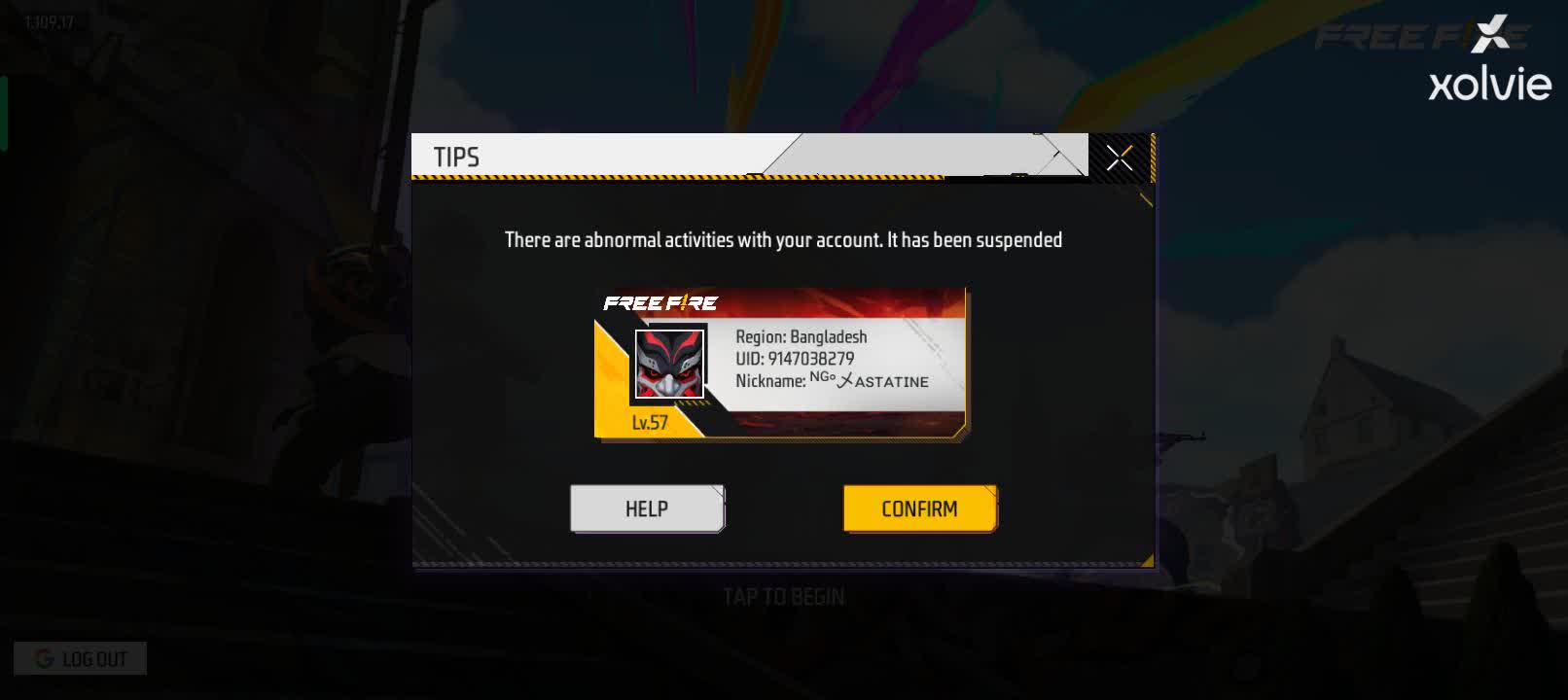 Garena Free Fire Account Suspension Appeal - Xolvie