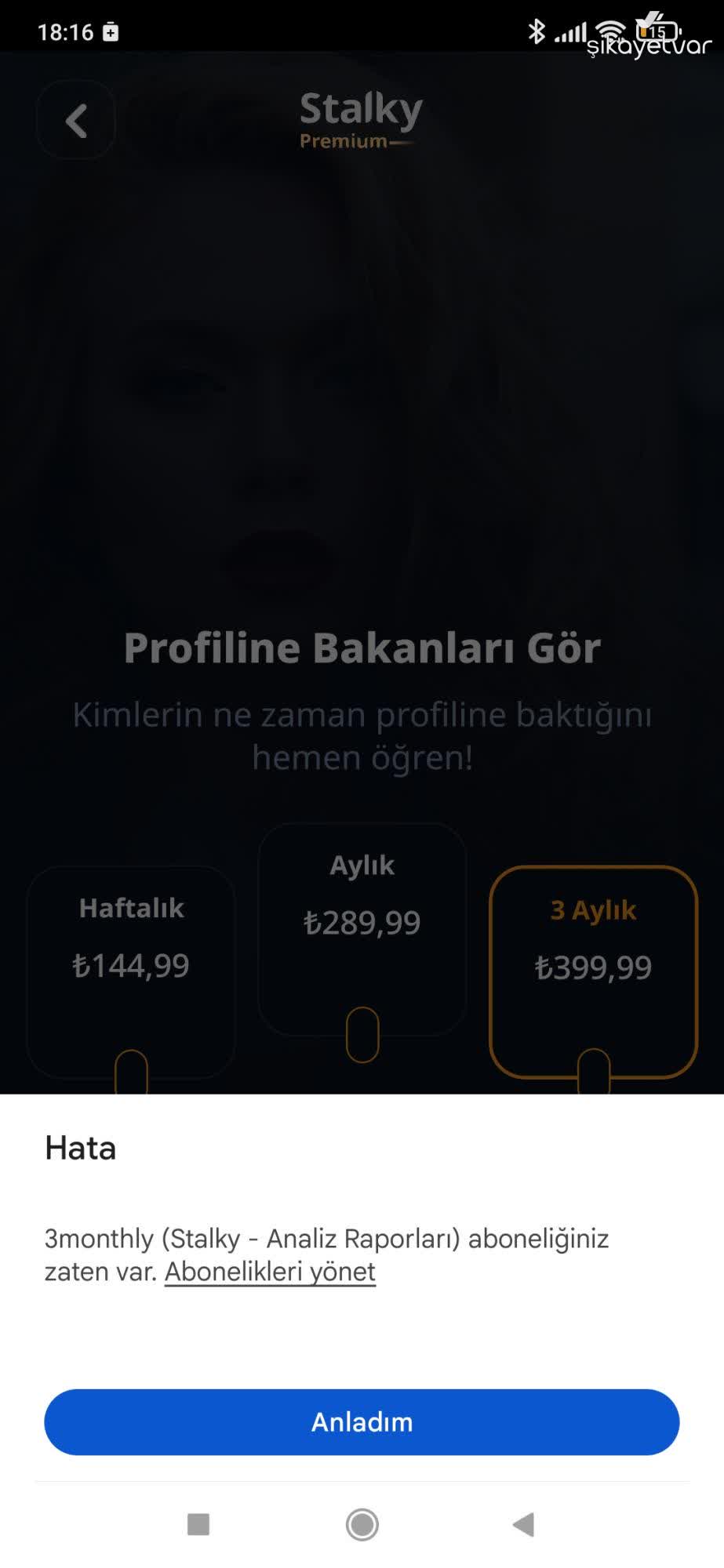 Stalky Parasıyla Aldığım Pro Paket Hiç Çalışmıyor, İade İstiyorum ...