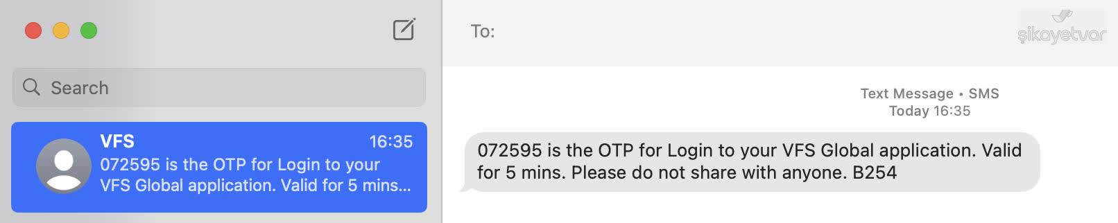 VFS Global VFS'den Yanlışlıkla Gelen OTP SMS'leri Güvenliğimi Tehdit ...