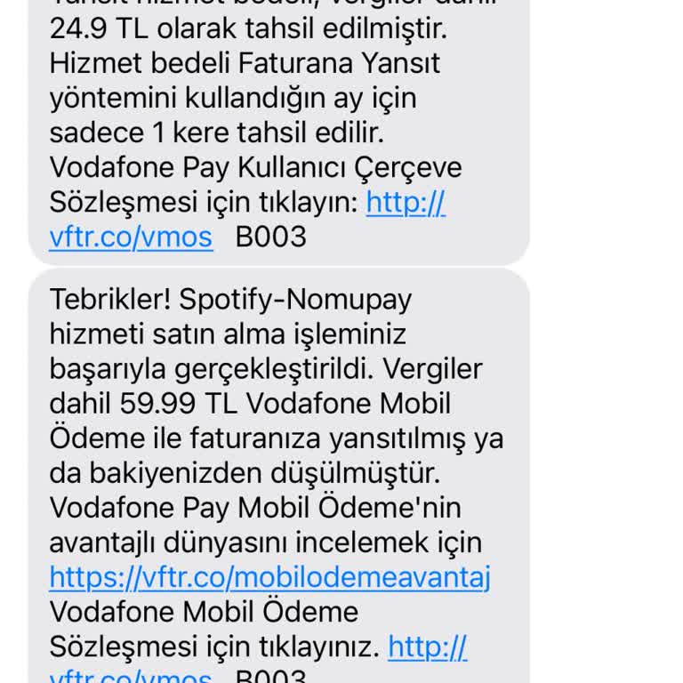 Vodafone Spotify'dan Bilgilendirme Eksikliğiyle Ekstra Ücret Şoku - Şikayetvar