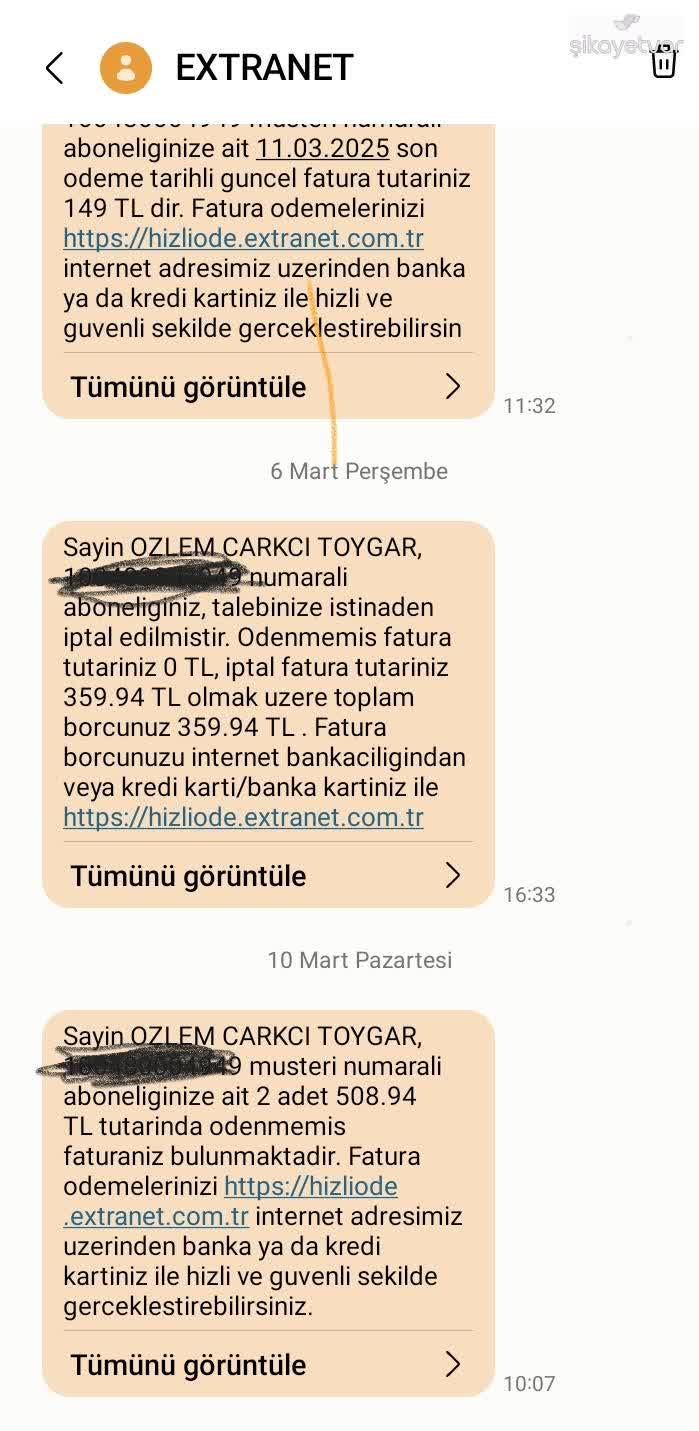 Extranet Müşteri Temsilcisine Ulaşılamıyor, Hizmet Sonlandırılamıyor - Şikayetvar