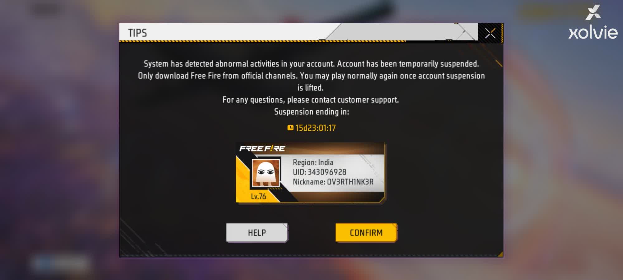 Garena Free Fire Free Fire Team! Unban My Account Please! - Xolvie