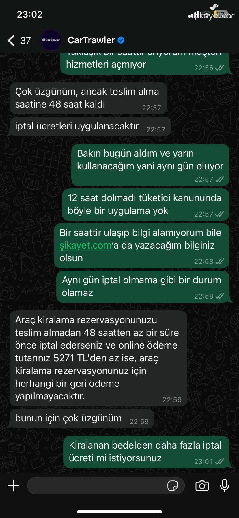 Cartrawler İptal Ve İade Sürecinde Müşteri Mağduriyeti - Şikayetvar
