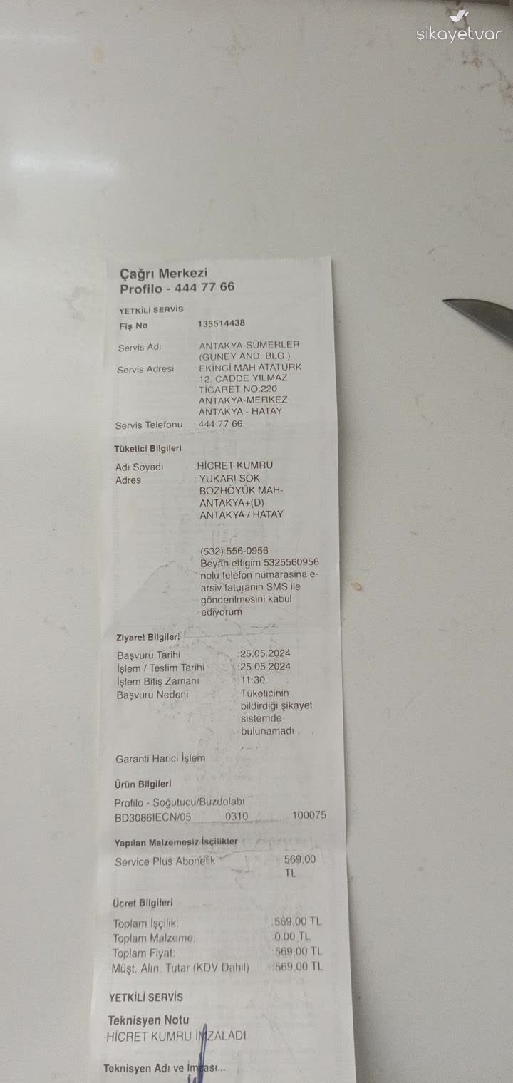 Profilo Servis Plus Aboneliği Ve Garanti Kapsamında Yaşanan Hayal Kırıklığı - Şikayetvar