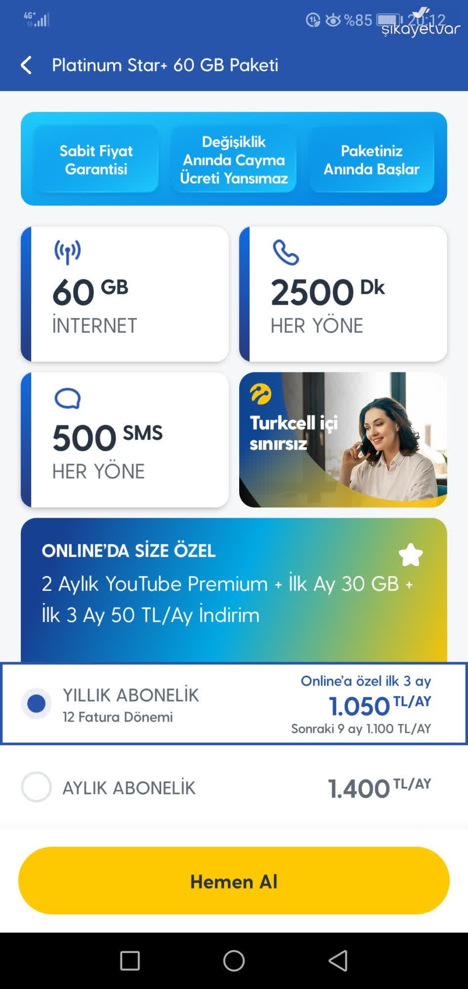 Turkcell Aynı İnternet Paketi İçin Farklı Fiyat Uygulaması Ve Erişim ...