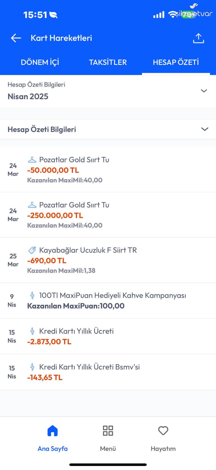 İş Bankası Maximiles Black Kart Aidatının İptal Edilmemesi Ve Yüksek ...
