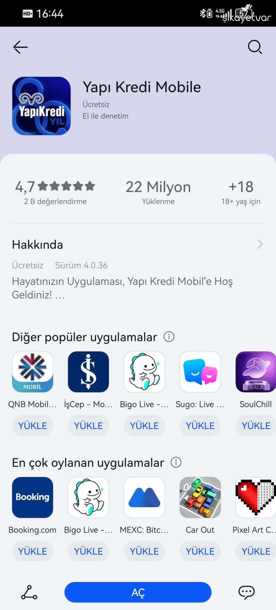 Huawei P60 Pro'da Yapı Kredi Uygulaması Sorunu - Şikayetvar