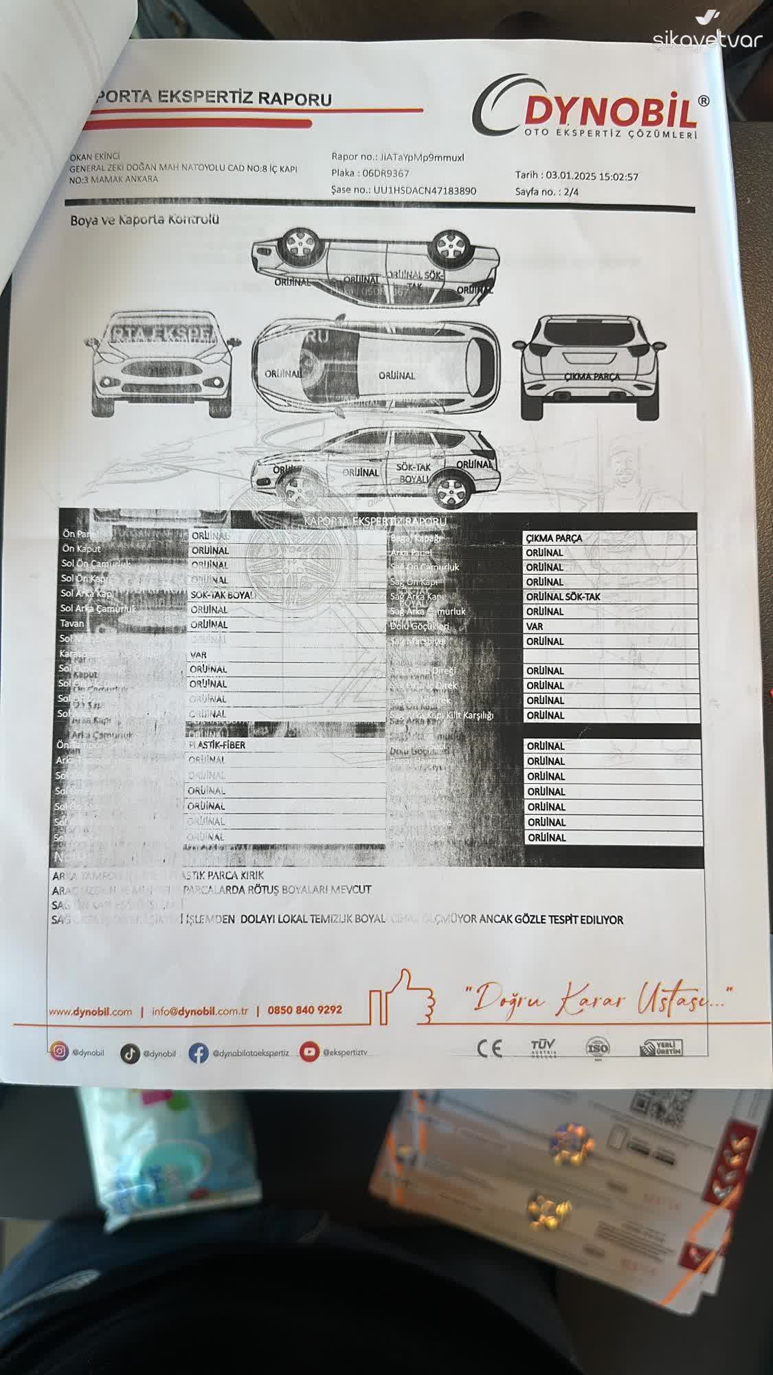 Dynobil Oto Ekspertiz Ekspertiz Raporundaki Yanlış Bilgi Mağduriyeti ...