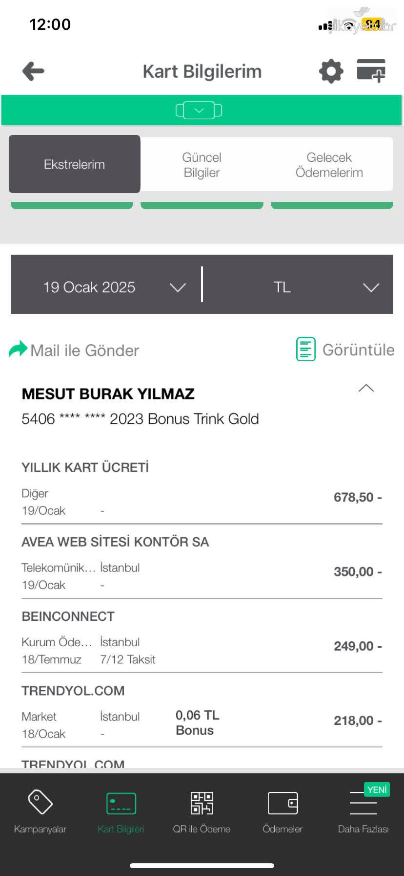 Garanti BBVA Garanti Bankası Kredi Kartı Yıllık Aidatının İadesi Talebi - Şikayetvar