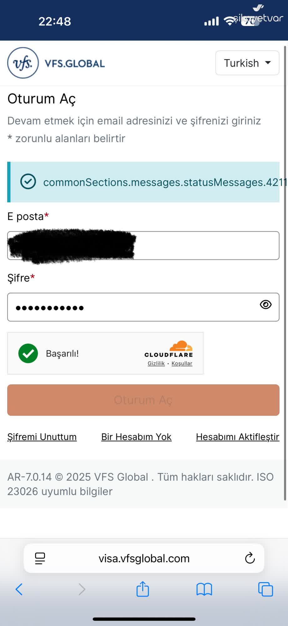 VFS Global VFS Fransa Vize Randevu Sisteminde 4211 Hatası Ve SMS Sorunu ...