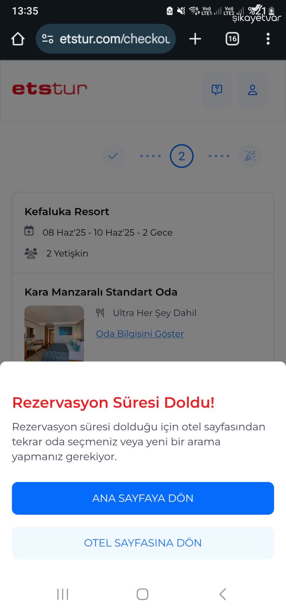 Etstur Rezervasyon Sisteminde Fiyat Artışı Ve Oda Bulunamama Mağduriyeti - Şikayetvar